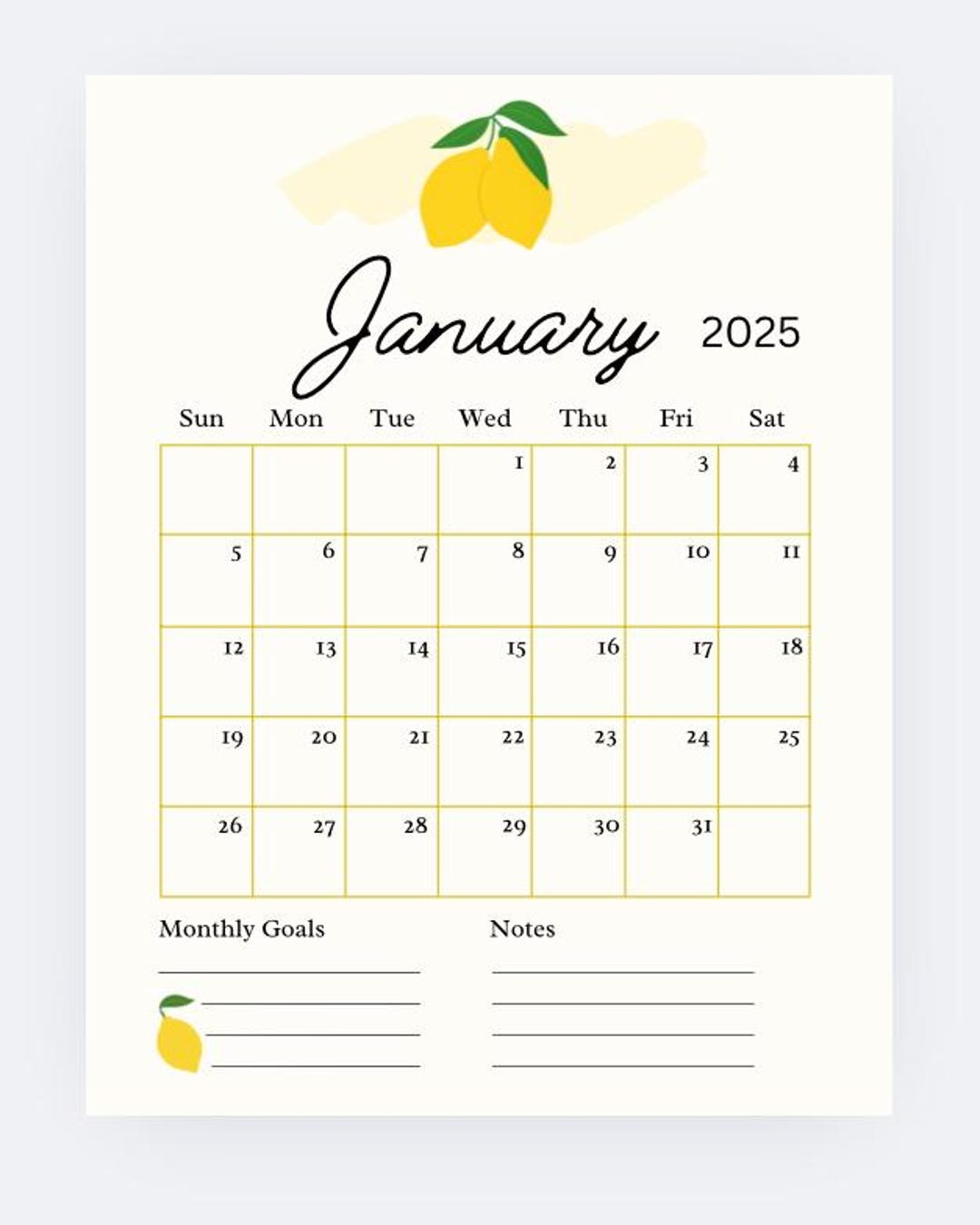 2025 Printable Calendar | Aesthetic Fruit-inspired Monthly Wall Art ...