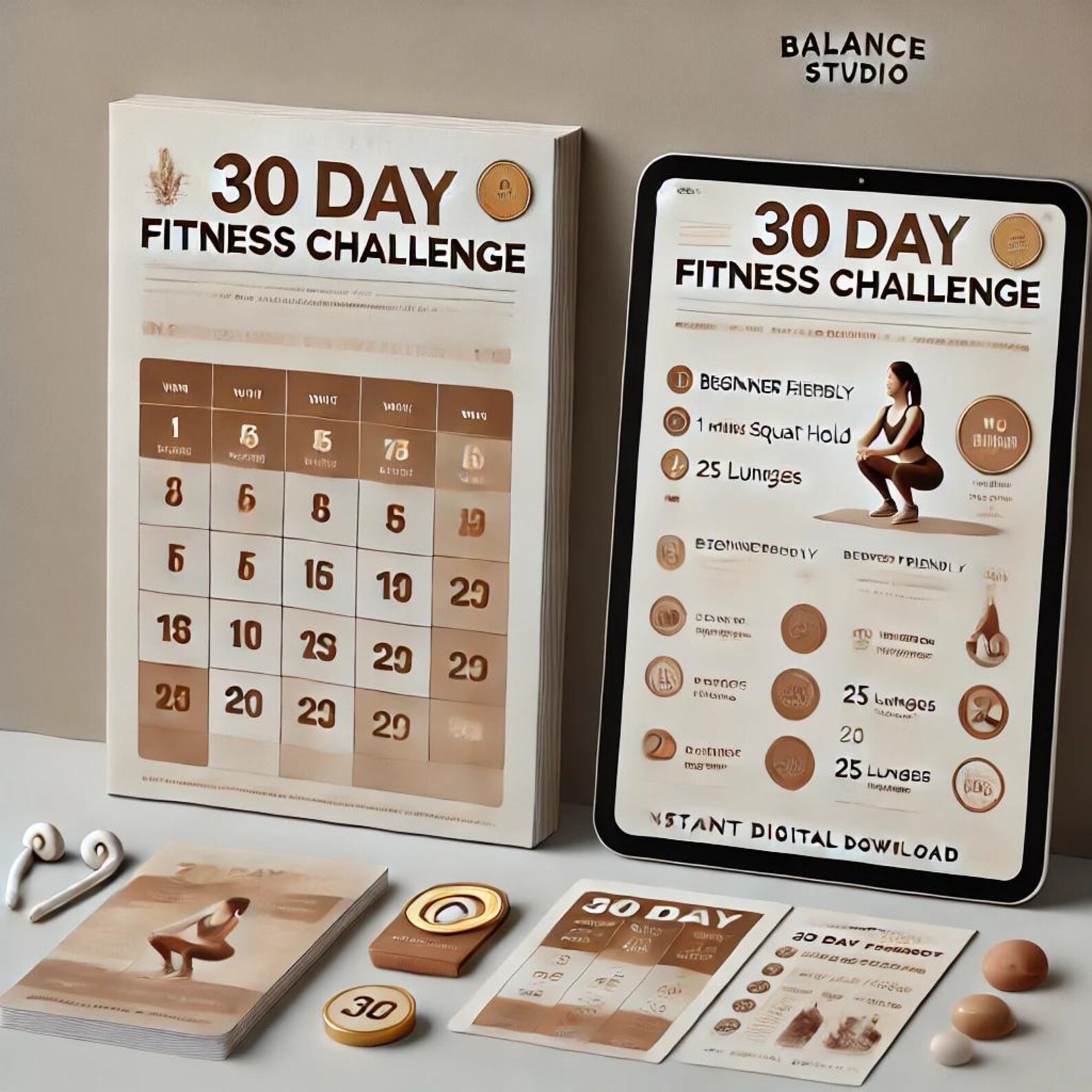 30-day Fitness Challenge Printable | Digital Workout Calender | No ...