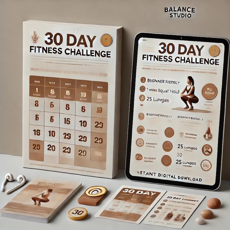 30-day Fitness Challenge Printable | Digital Workout Calender | No ...