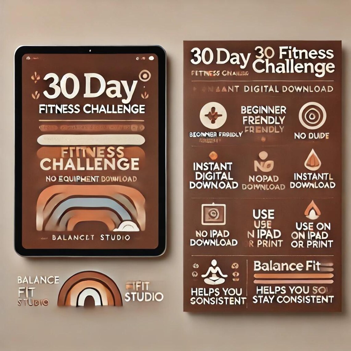30-day Fitness Challenge Printable | Digital Workout Calender | No ...