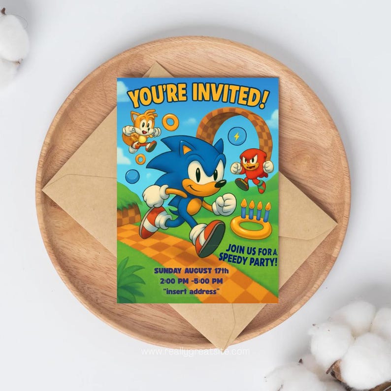 Sonic Birthday Invitation, Editable Sonic Party Invite, Editable, Sonic ...