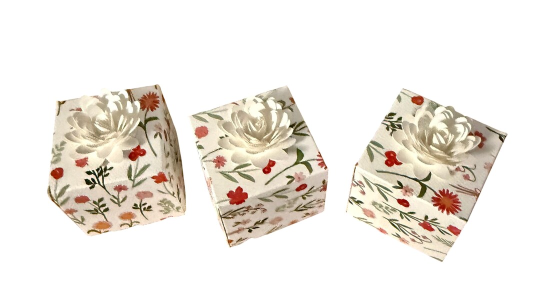Mini Floral Gift Box | 2x2 Inch Paper Favor Box - Etsy