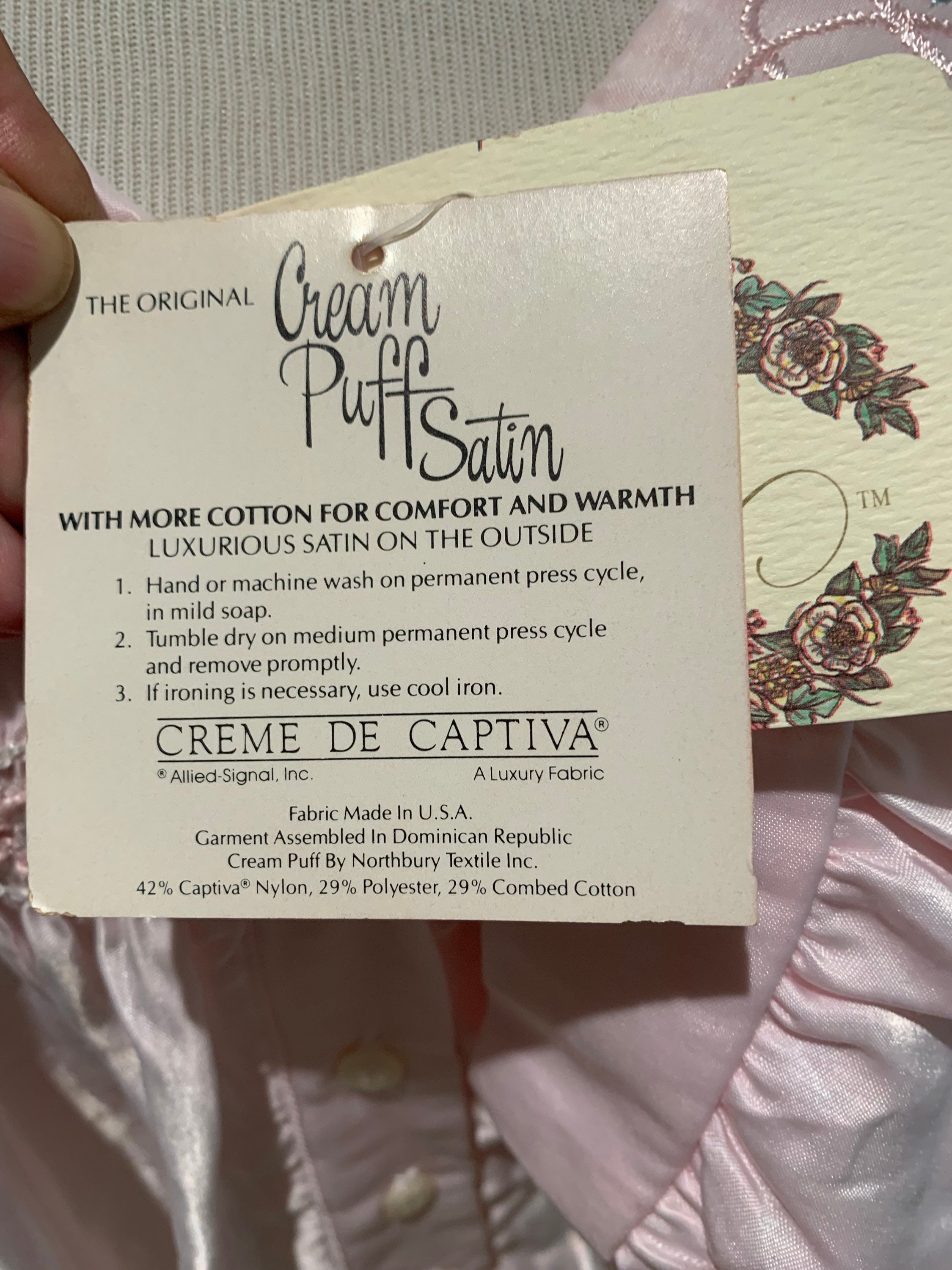 Pink Cream Puff Wet Look Satin Long Nightgown Brushed Cotton Lining ...