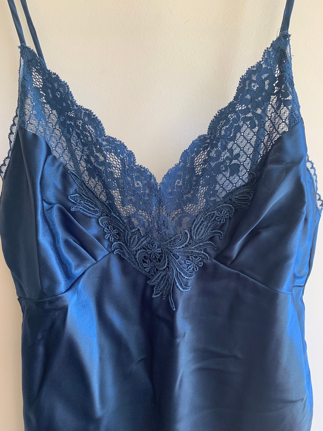 Vintage Teal Blue Victoria’s Secret Short Nightgown Chemise Slip ...