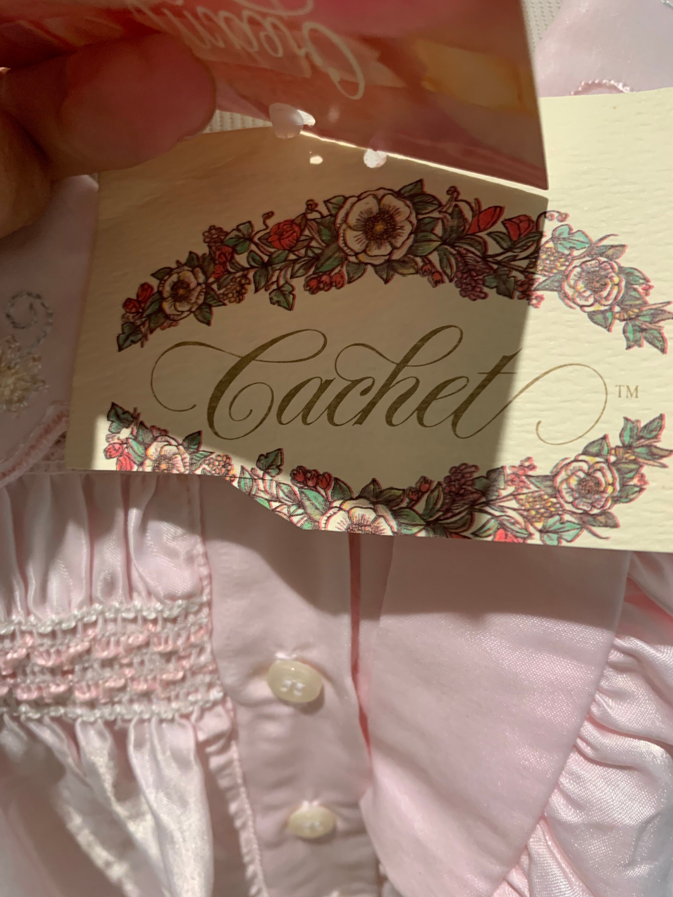 Pink Cream Puff Wet Look Satin Long Nightgown Brushed Cotton Lining ...