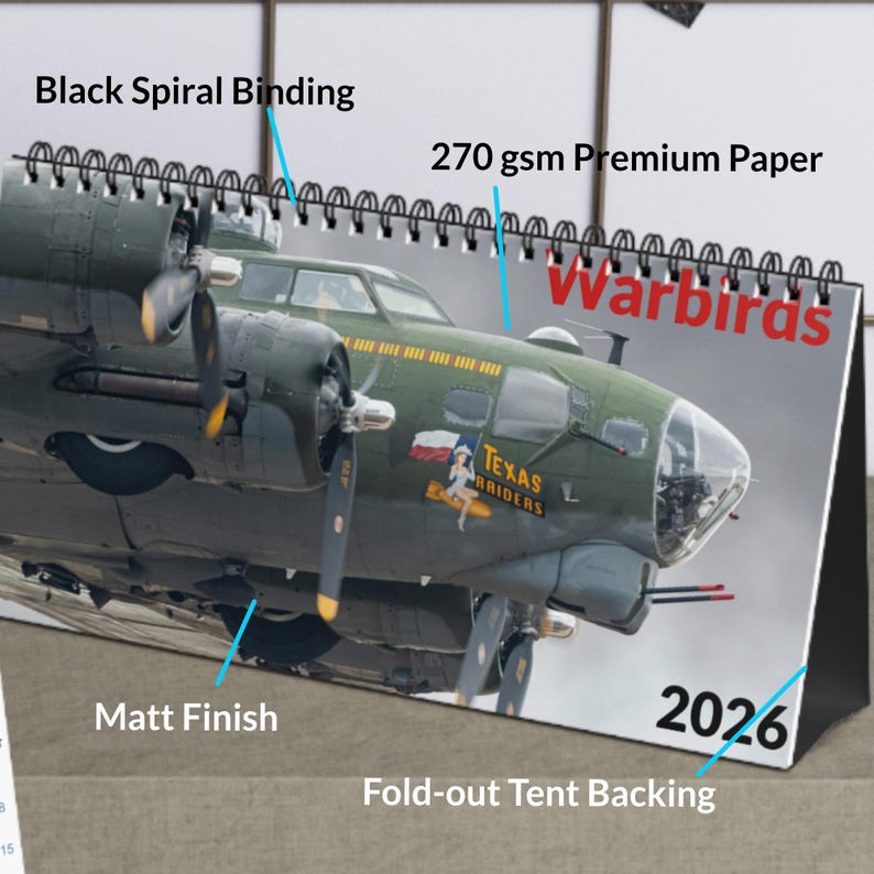 WWII Warbird Airplanes, 2026 Desk Calendar 10 × 5 Inch - Etsy