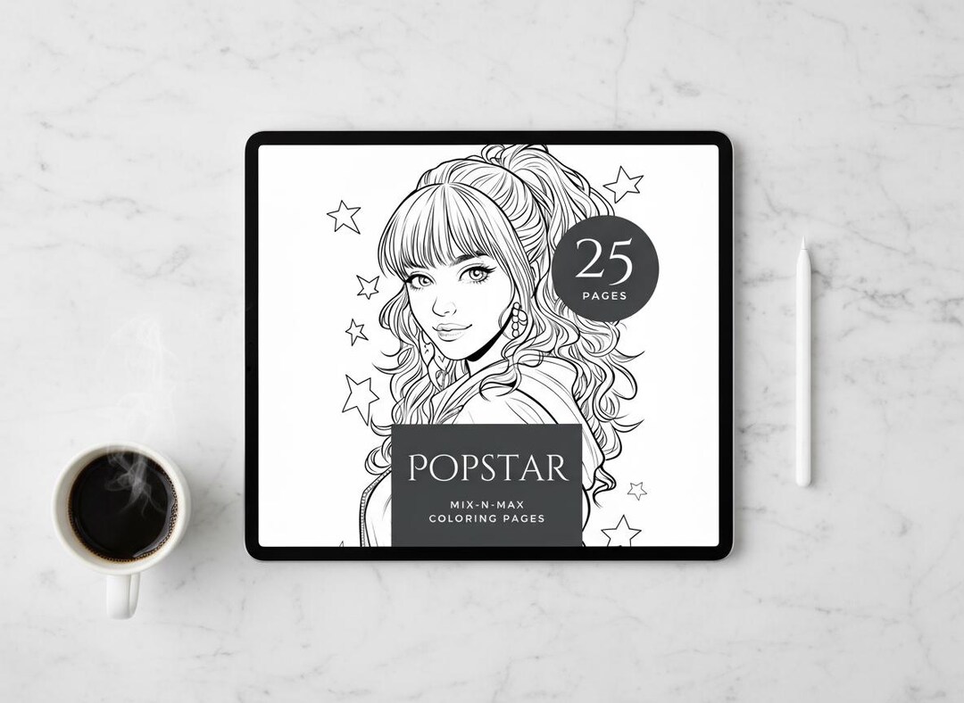 Popstar Coloring Pages | 25 Pages Digital Download | Instant Access ...