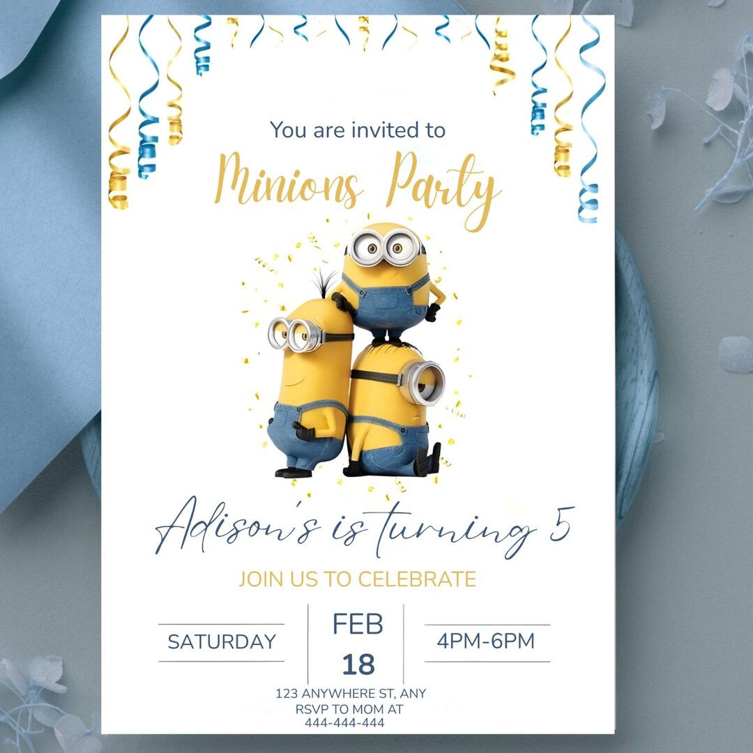 Minions Birthday Invitation,minion Party Invite Boys & Girls,minion ...