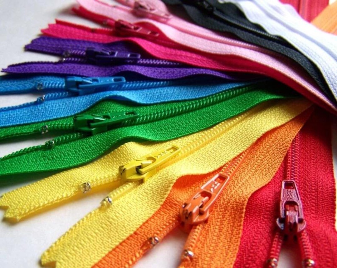 Nylon Zips for Sewing and Crafts, Pack of 10 Zippers, Custom Length ...