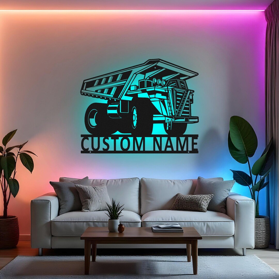 Custom Haul Truck Sign LED Metal Wall Art, Personalized Mining Truck ...