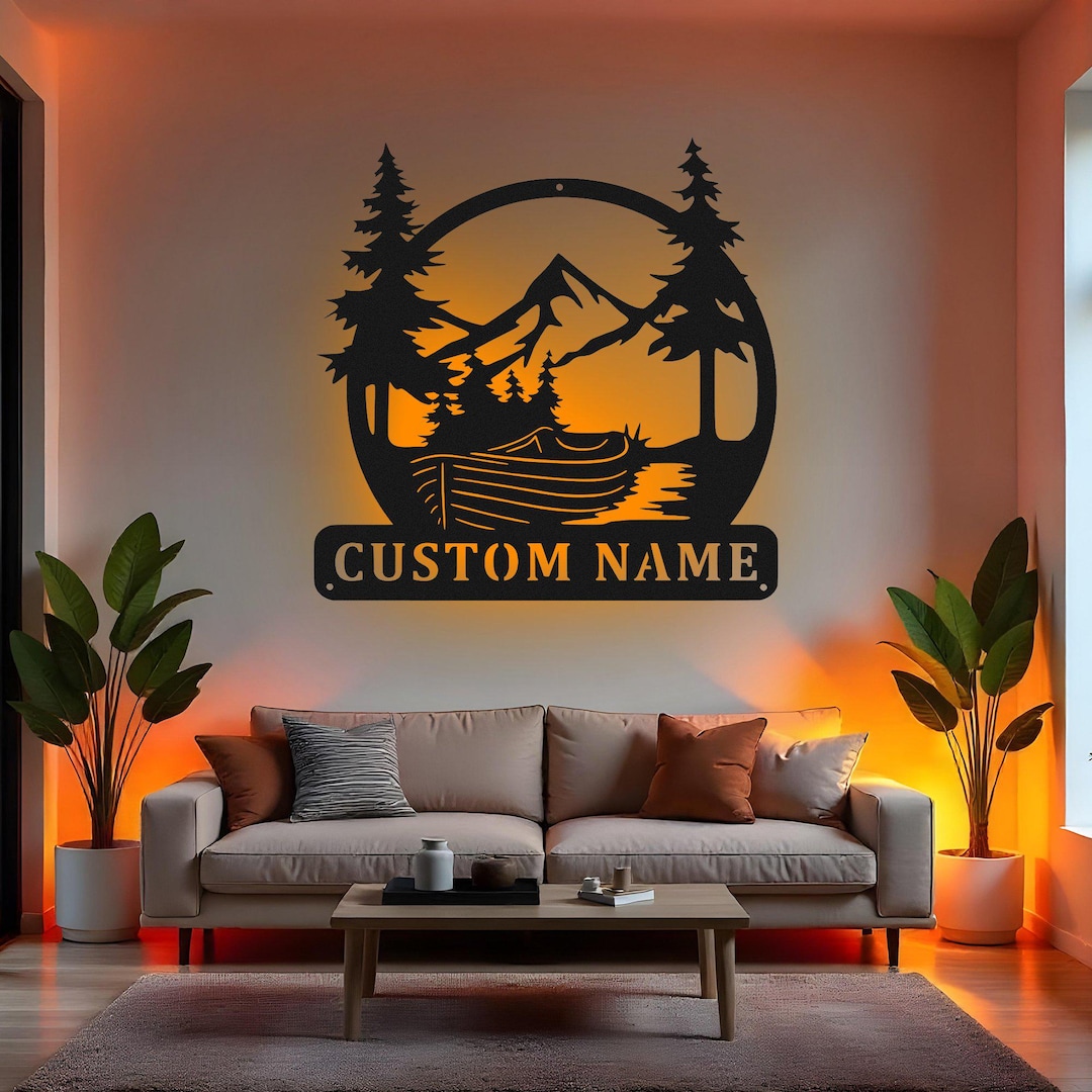Custom Boat Sign LED Metal Wall Art, Personalized Lake House Decor ...