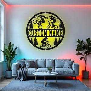 Custom BMX Sign LED Metal Wall Art, Personalized Motocross Bike Decor ...