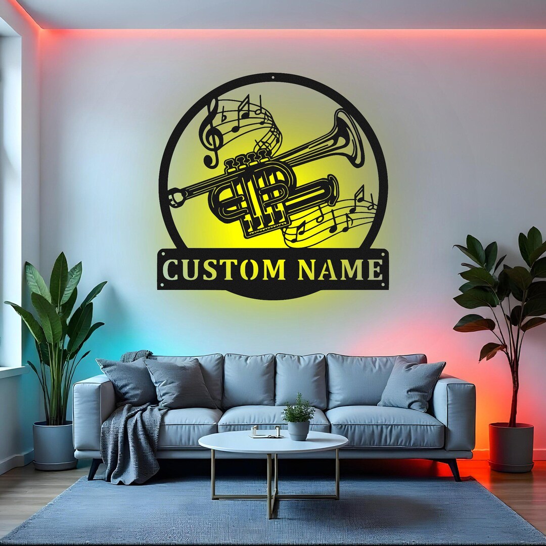 Custom Piccolo Trumpet Sign LED Metal Wall Art, Personalized Musician ...