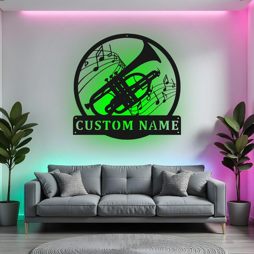 Custom Cornet Sign LED Metal Wall Art, Personalized Music Teacher Gift ...
