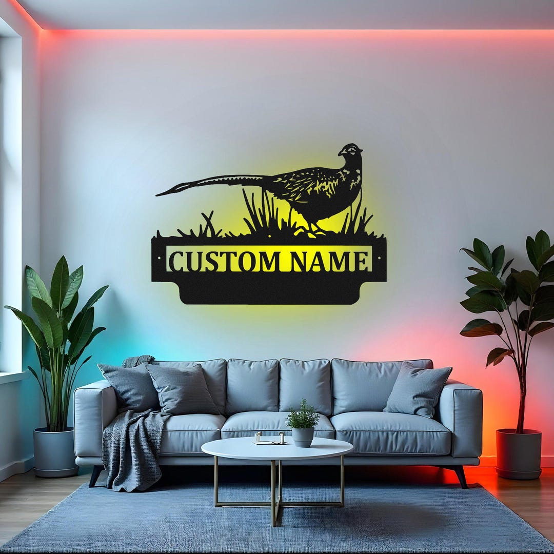 Custom Pheasant Sign LED Metal Wall Art, Personalized Hunter Gift ...