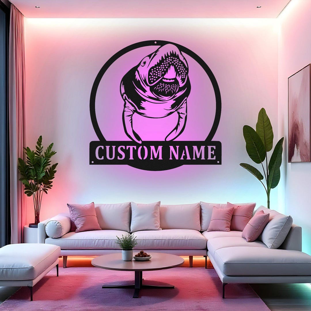 Custom Manatee Sign LED Metal Wall Art, Personalized Sea Animal Decor ...