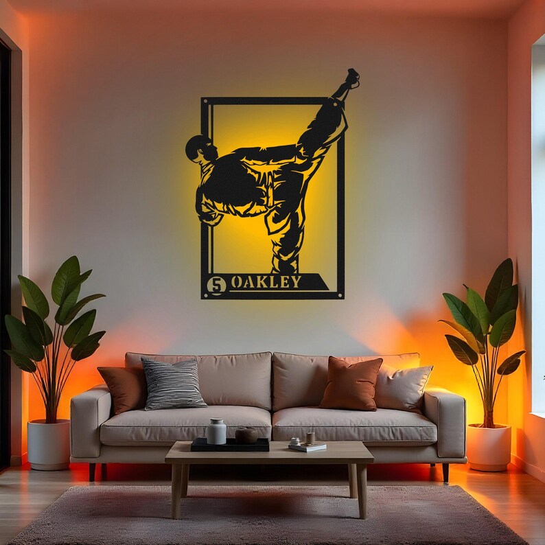 Custom Martial Arts Sign LED Metal Wall Art, Personalized Karate Decor ...