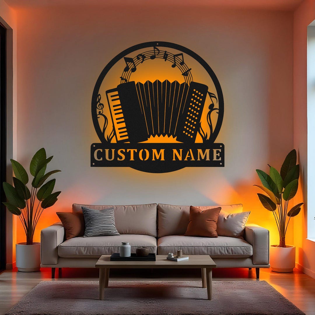 Custom Accordion Sign LED Metal Wall Art, Personalized Musician Gift ...