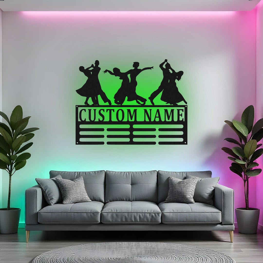 Custom Ballroom Dance Sign LED Metal Wall Art, Personalized Medal ...