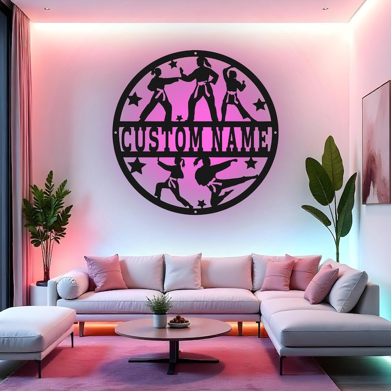 Custom Karate Sign LED Metal Wall Art, Personalized Martial Arts Decor ...