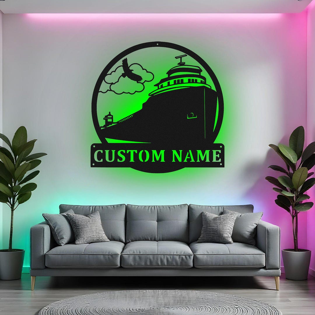 Custom Lake Freighter Ship Sign LED Metal Wall Art, Personalized ...
