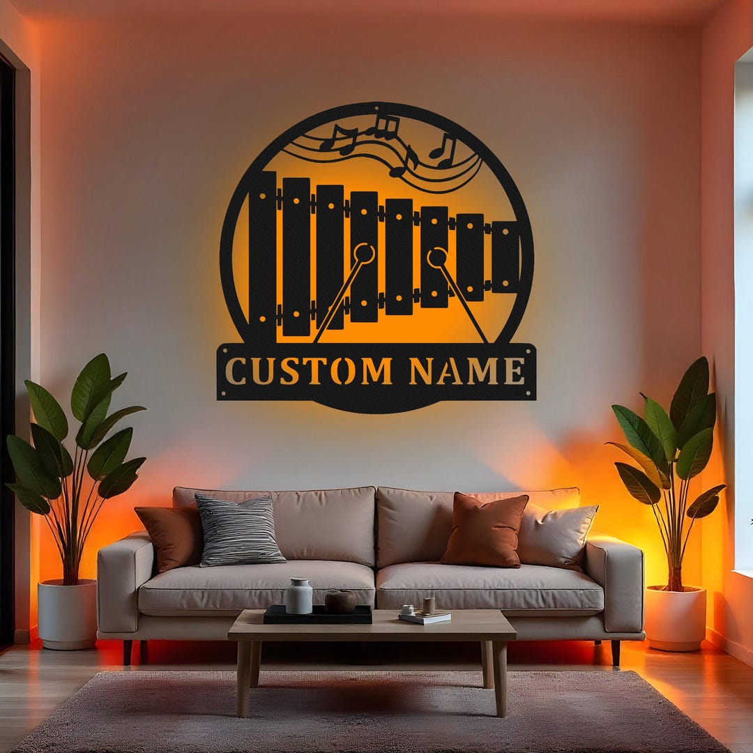 Custom Xylophone Sign LED Metal Wall Art, Personalized Music Teacher ...
