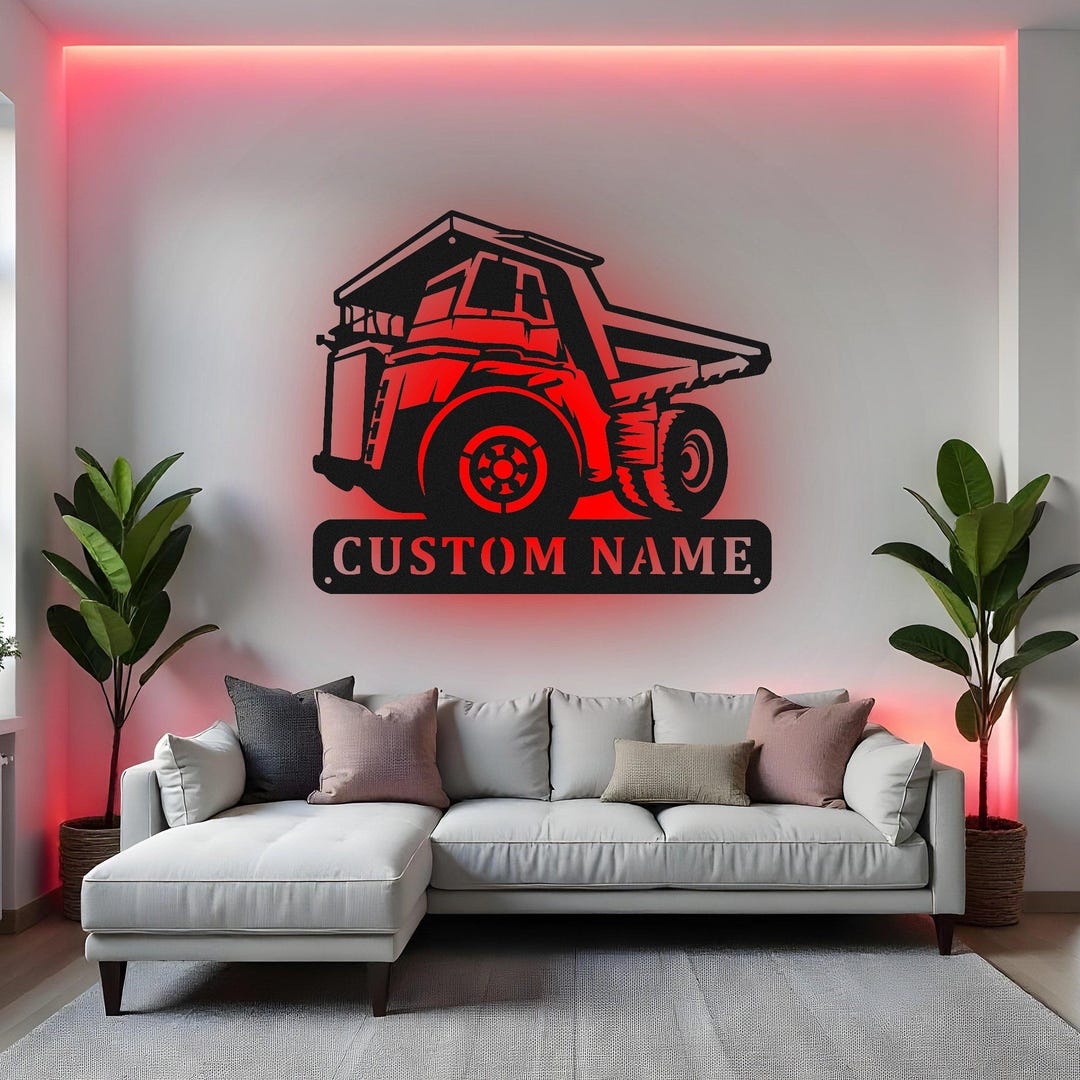 Custom Haul Truck Sign LED Metal Wall Art, Personalized Construction ...
