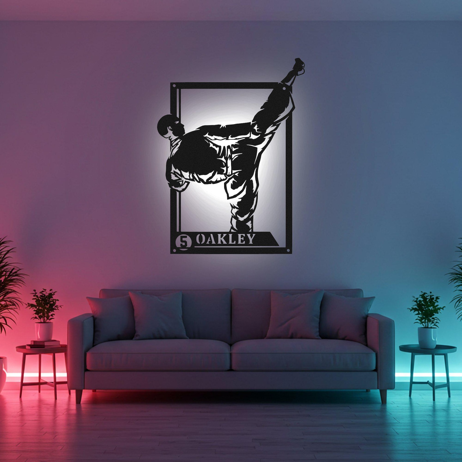 Custom Martial Arts Sign LED Metal Wall Art, Personalized Karate Decor ...