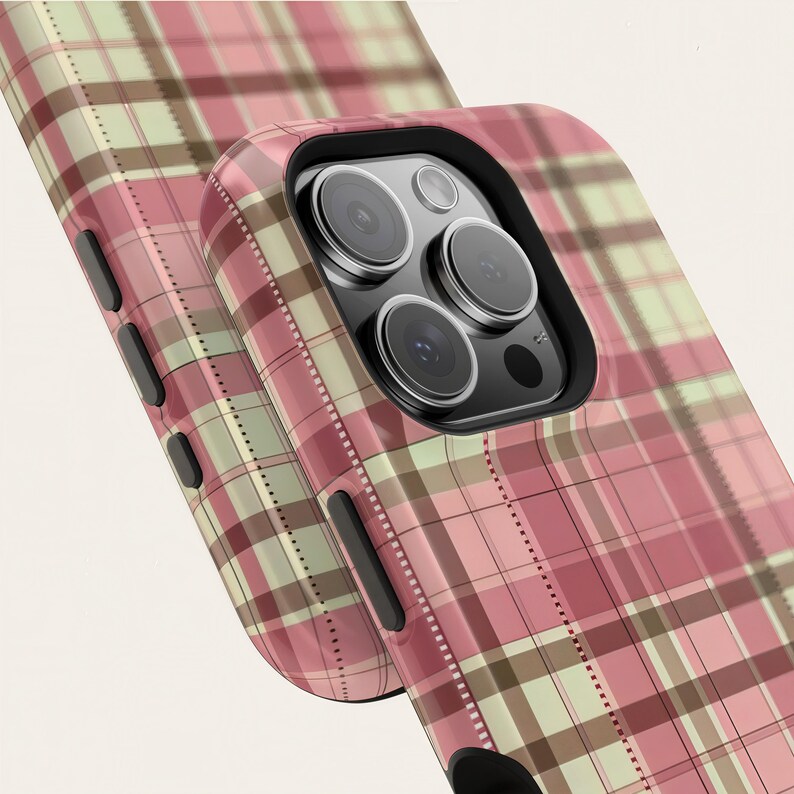Pink Plaid Phone Case Vintage Cover Aesthetic Gingham Design iPhone 17 ...