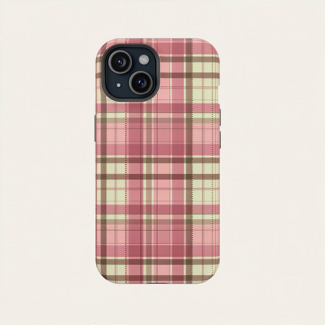 Pink Plaid Phone Case Vintage Cover Aesthetic Gingham Design iPhone 17 ...