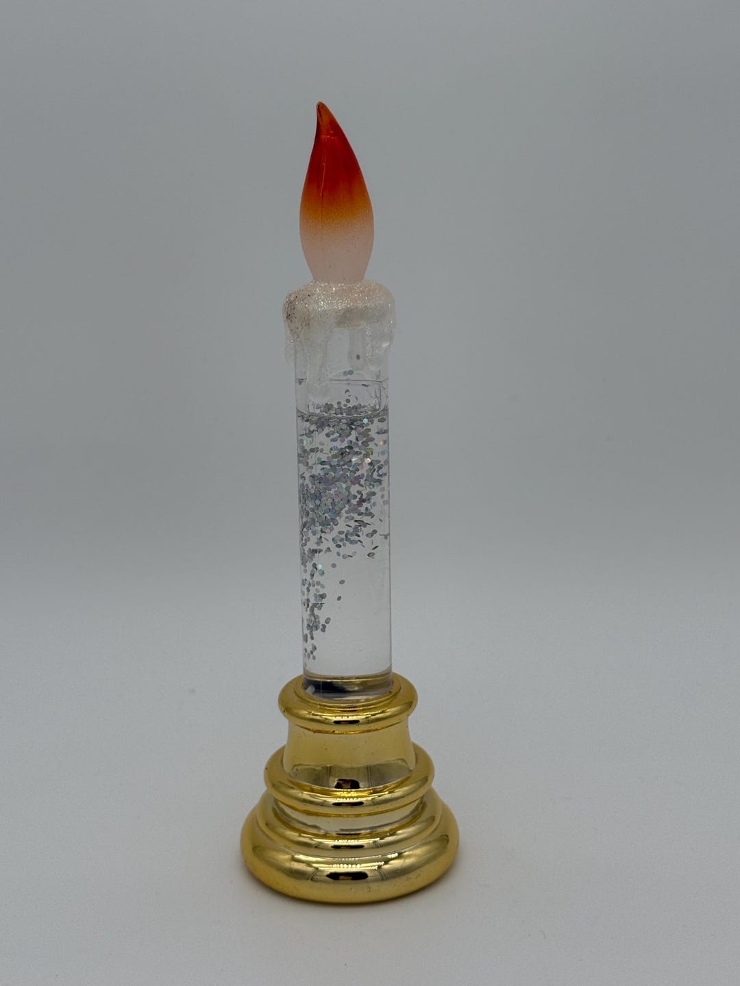 Glitter Water Candle - 7 Inch - Gold Base- Faux Flame - Christmas ...