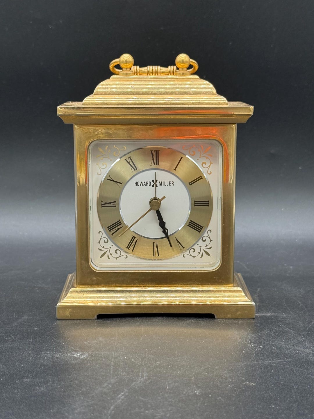 Howard Miller Brass Desk Clock Battery Operated - Etsy