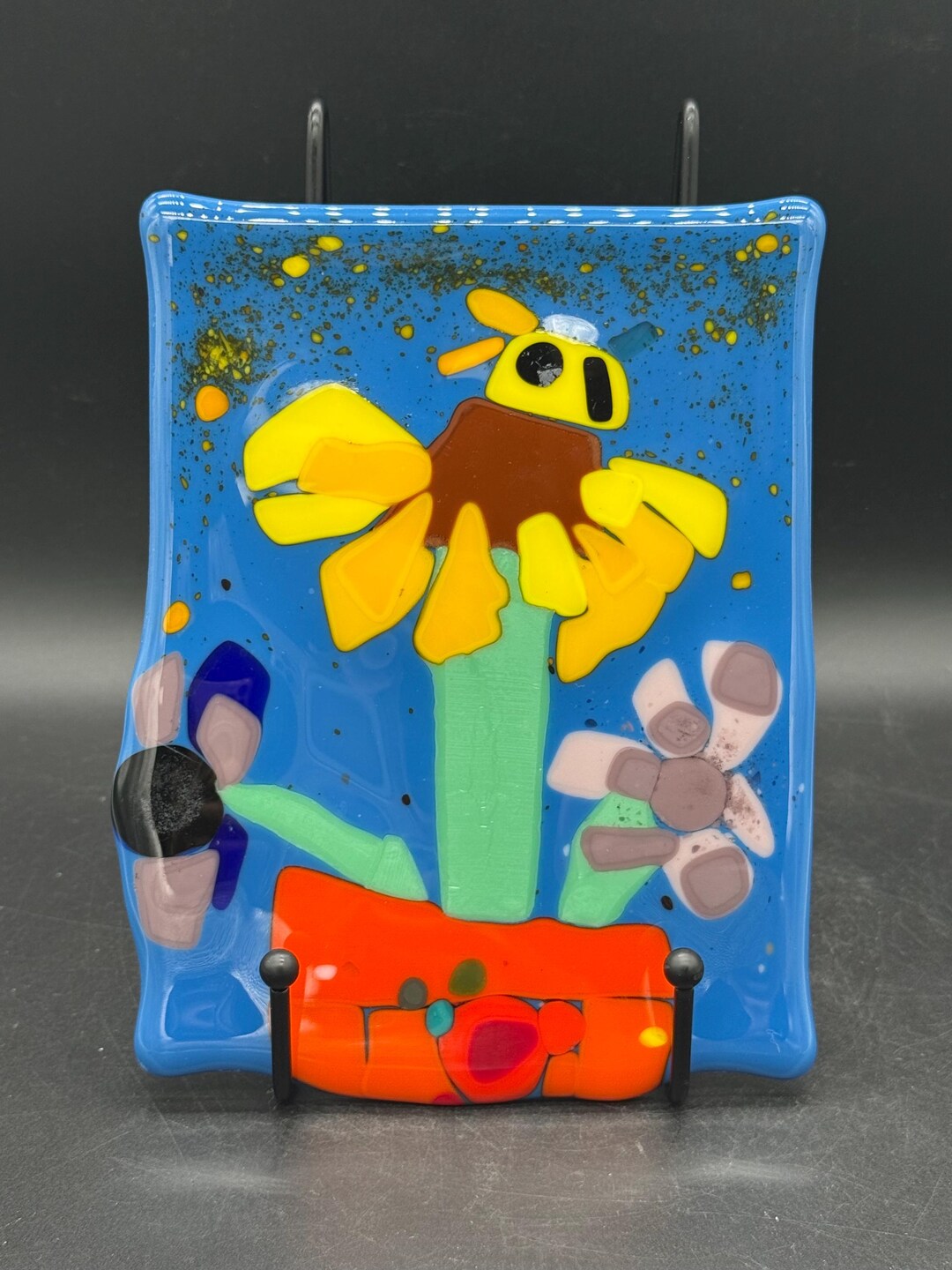 Handcrafted Sunflower Bee Art: Unique Oklahoma Art Glass - Etsy