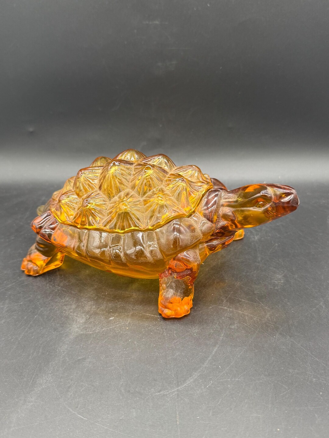 LG Wright Glass Amber Color Large Turtle Covered Dish 10'x 3.5"x6" - Etsy