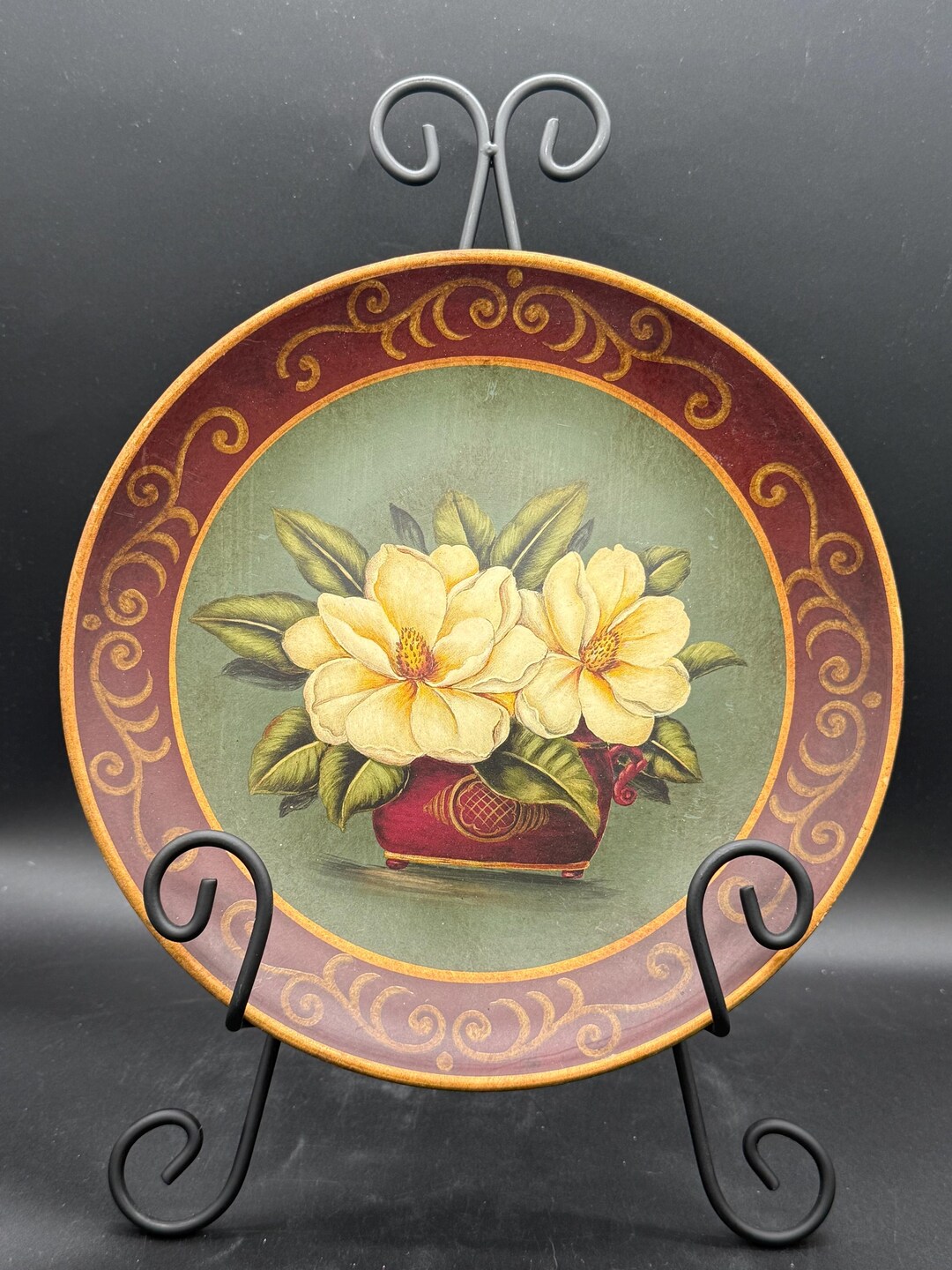 10" Magnolia Classic Flower Plate Decor Handpainted - Etsy