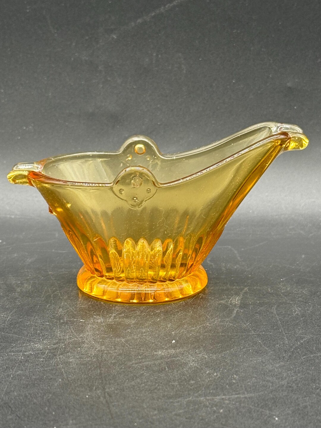 Vintage Amber Glass Ashtray Coal Bucket Mid Century Glassware Decor ...