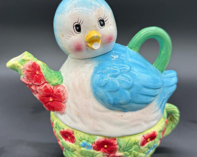 Vintage Bluebird Teapot Tea for One Tea Set Flower Mug - Etsy