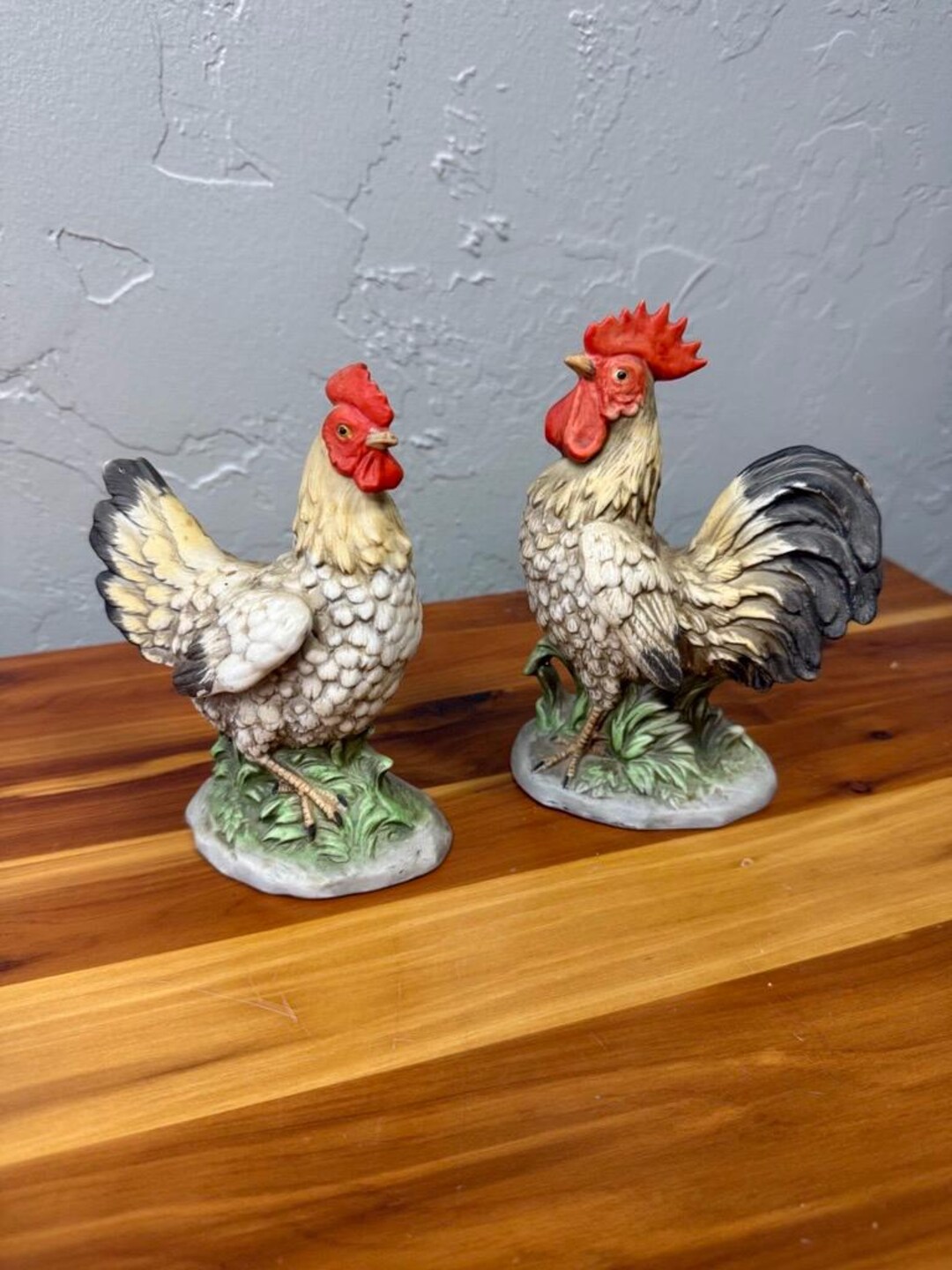 Vintage Homco Ceramic Rooster Figurine Set of 2 - Etsy