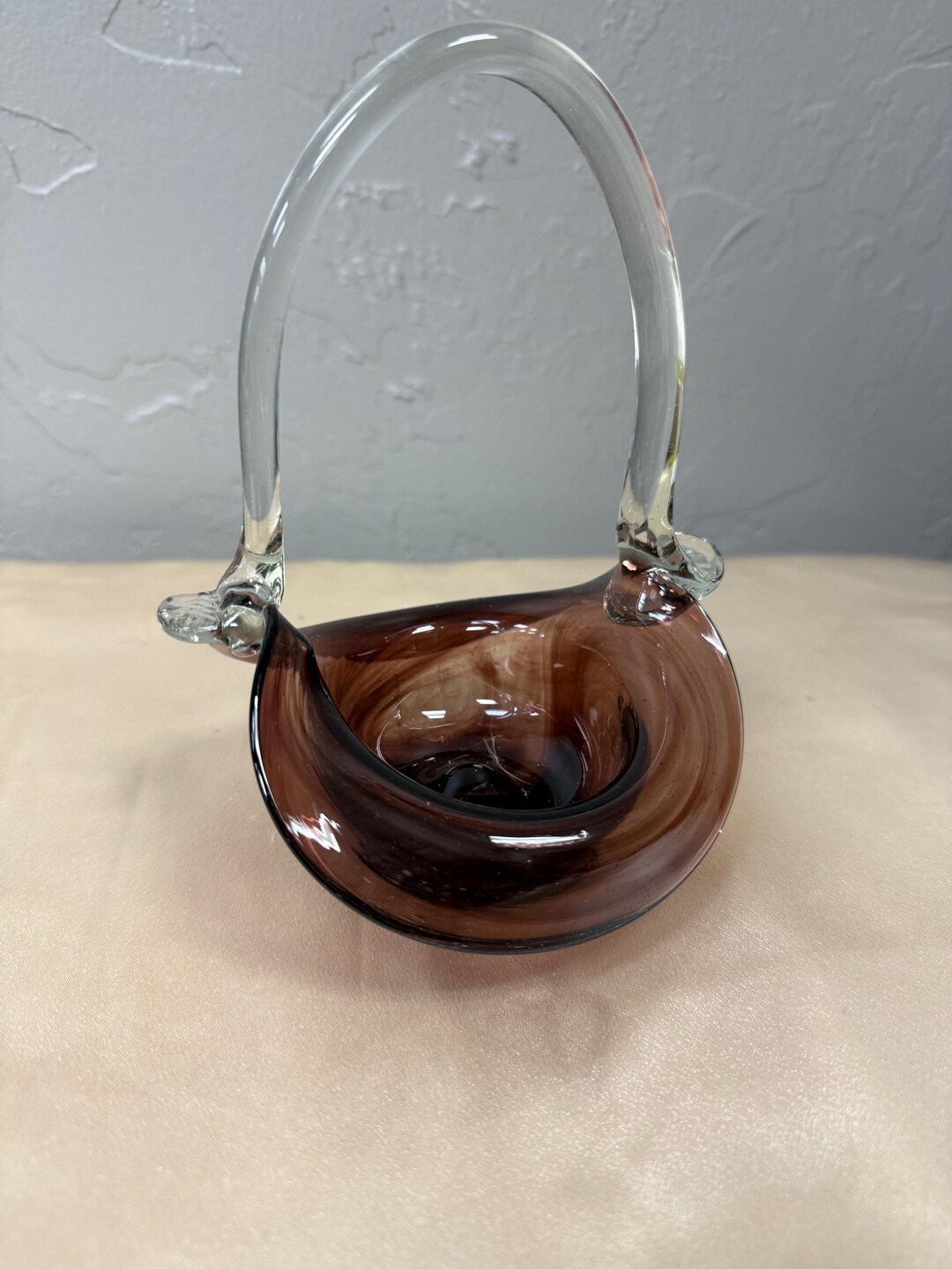 Vintage Viking Glass Basket Brown Clear 6” X 6” - Etsy