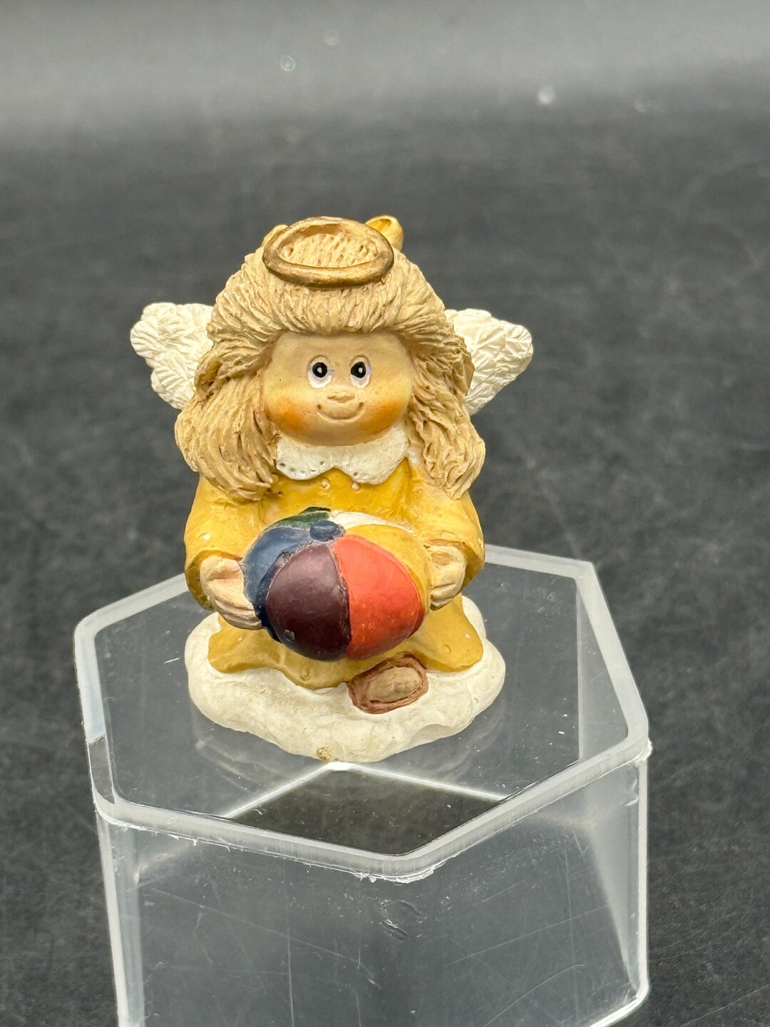 Vtg Angel Holding Beach Ball Yellow Dress Miniature Christmas Holiday ...
