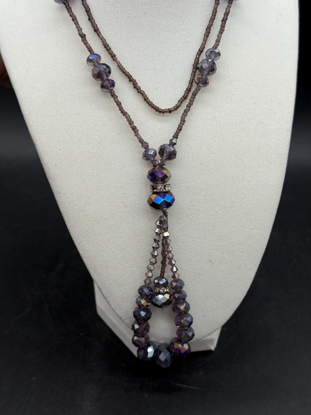 Art Deco Metallic Silver Purplish Grey Faceted Glass Paste Bead 19” - Etsy