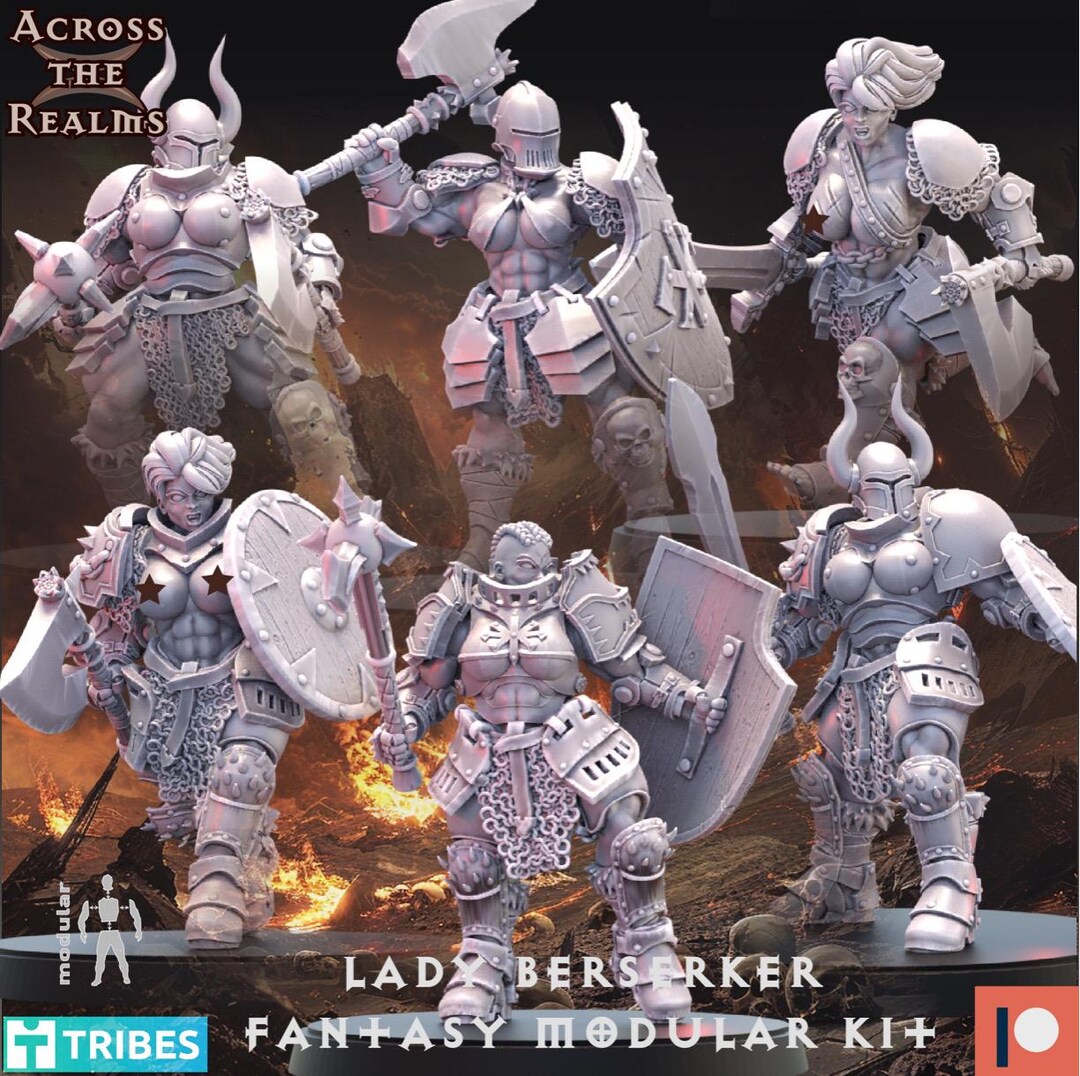 Lady Berserker Miniatures Kit: Modular Resin Minis for Tabletop Rpgs - Etsy