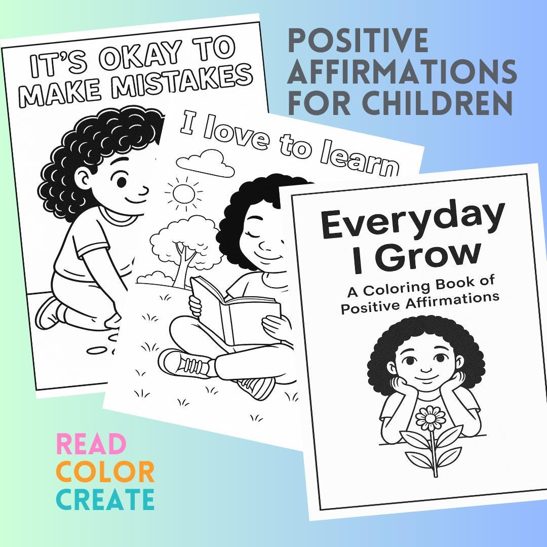 Everyday I Grow – Affirmation Coloring Book for Kids (digital Download ...