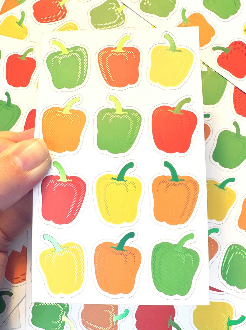 Bell Pepper Sticker Sheet - Vinyl Stickers - Matte Metallic Stickers ...