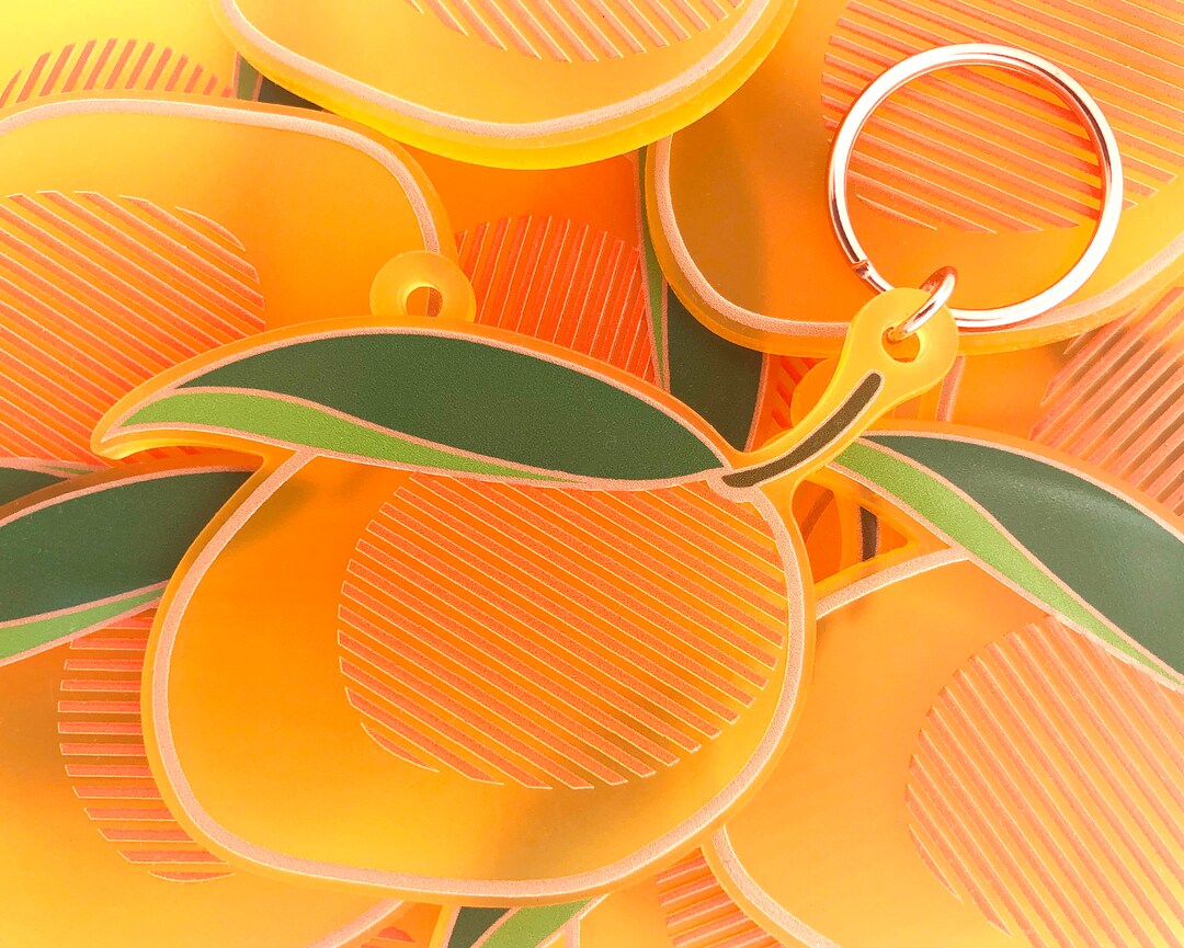 Translucent Orange Mango Keychain: Rose Gold Keyring - Etsy