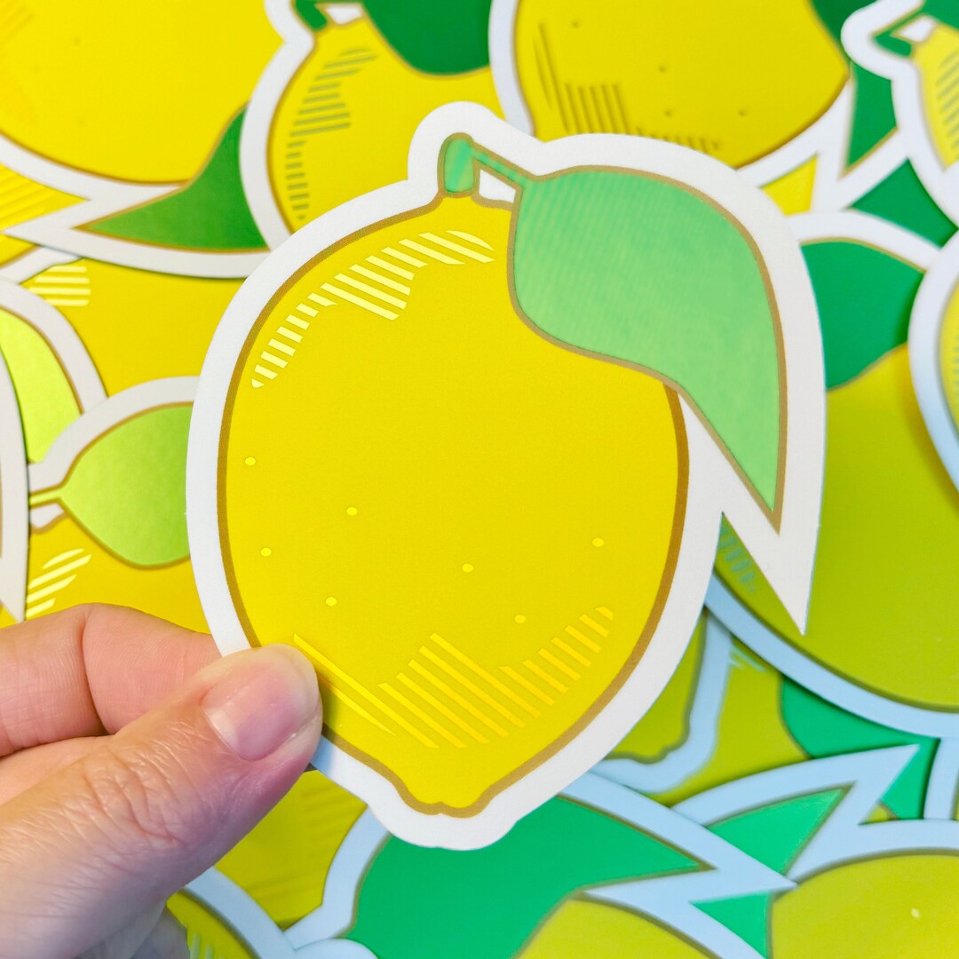 Metallic Lemon Sticker: Waterproof Vinyl Decal, Laptop Car Decor - Etsy