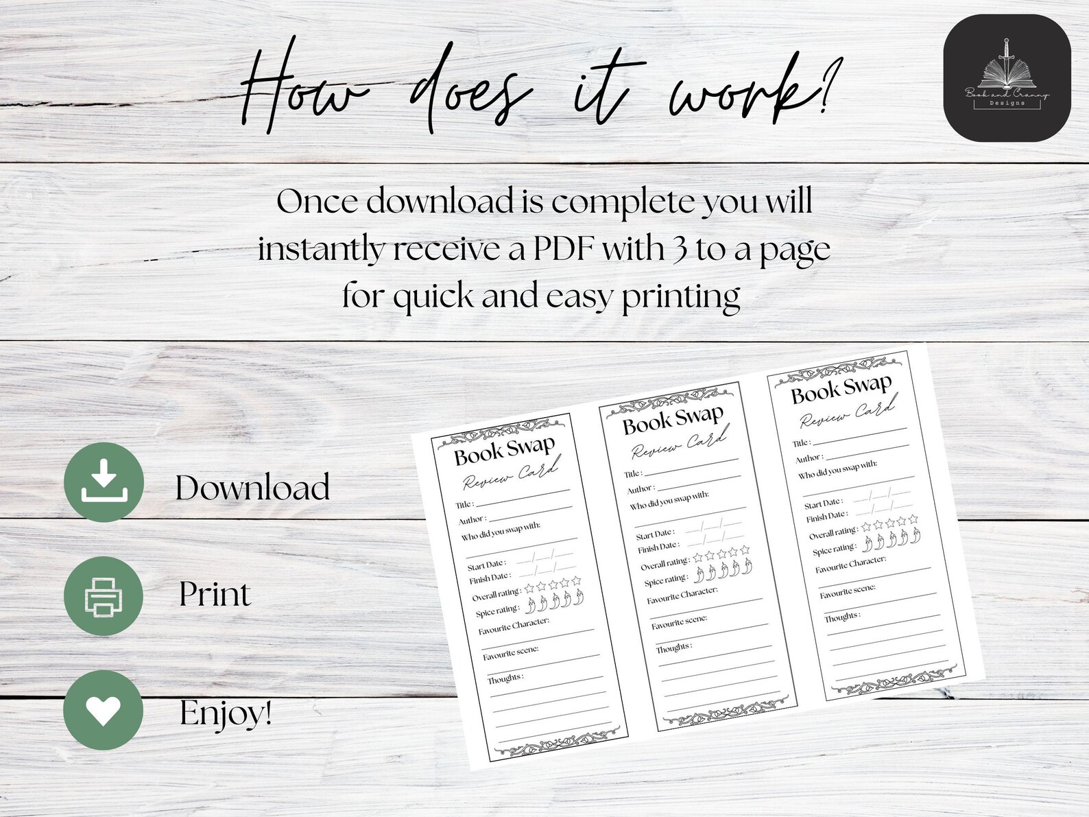 Printable Book Swap Review Card: Bookmark for Book Club (PDF Download ...