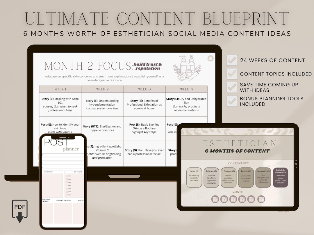 Ultimate Esthetician Content Planner | Social Media Content Marketing ...
