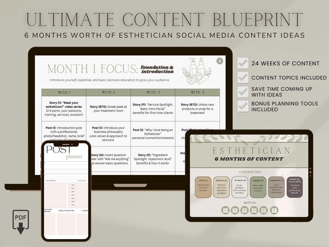 Ultimate Esthetician Content Posting Calendar Social Media Instagram ...