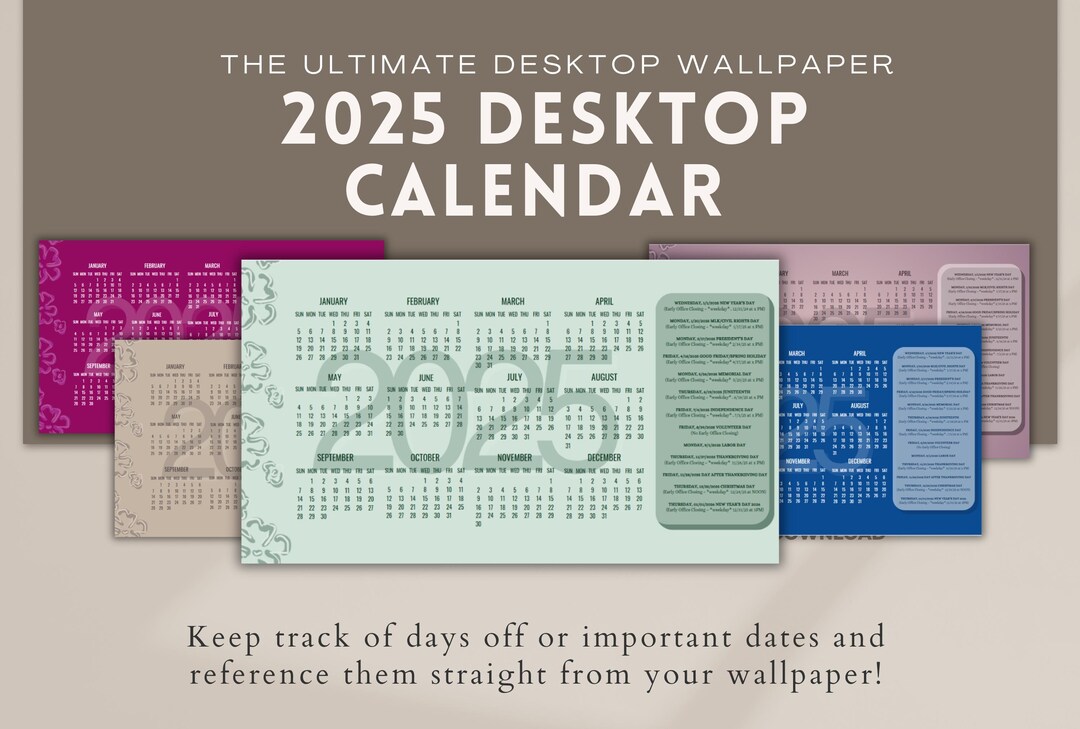 Digital Desktop Wallpaper 2025 | GREEN Customizable Desktop Calendar ...